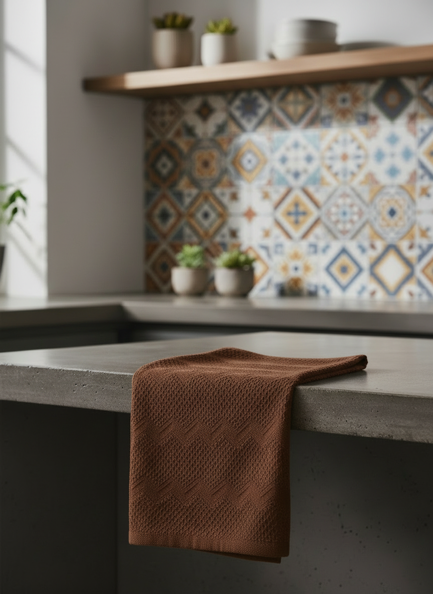 Набор кухонных полотенец 3 шт 30х50 см, хлопковые полотенца для кухни, коричневый