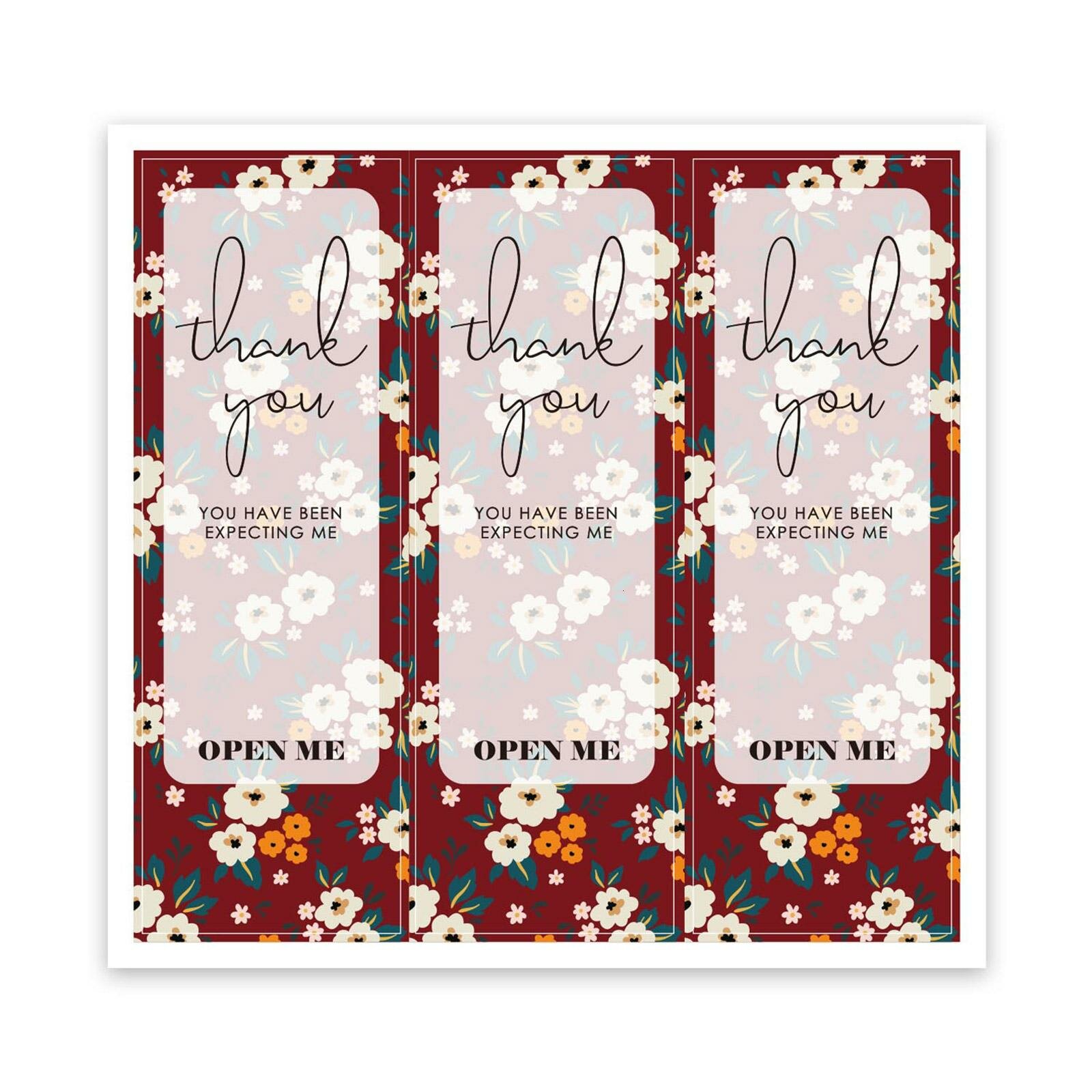 100 Шт Прямоугольных наклеек с цветами Благодарности, Декоративные букеты цветов