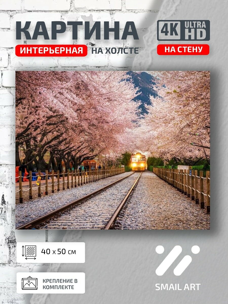 Картина на холсте интерьерная 40 на 50 на стену Город Railway для студии атмосфера