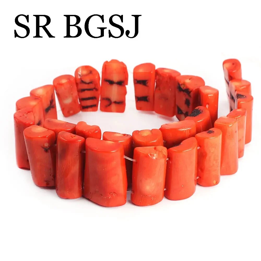 Бусины из морского бамбука и коралла SR BGSJ about 14x30mm