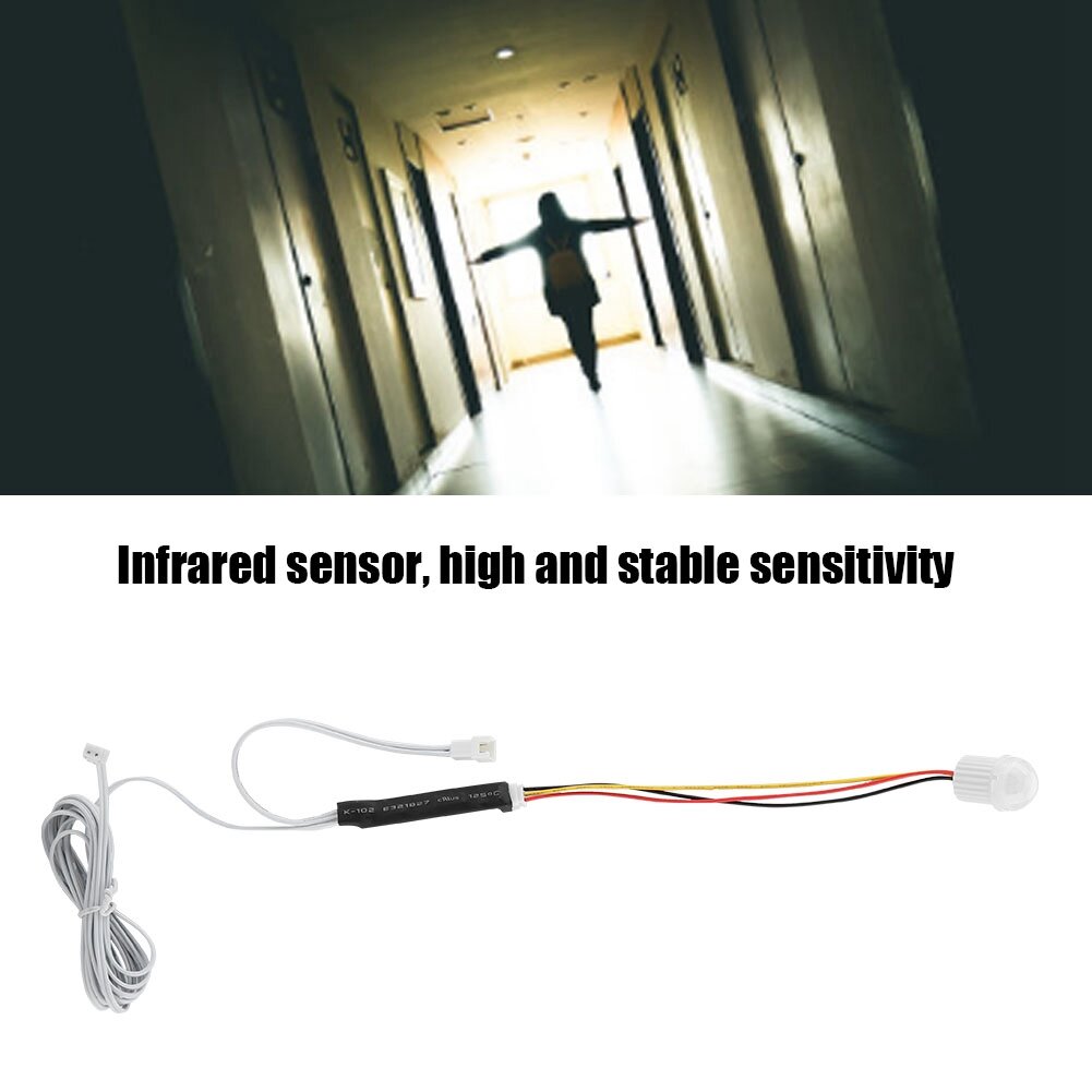 Переключатель инфракрасного датчика движения человека для света DC5-24V 1.5A, белый, диапазон датчика 3-4м 120°, задержка 15с, размер 13*9мм