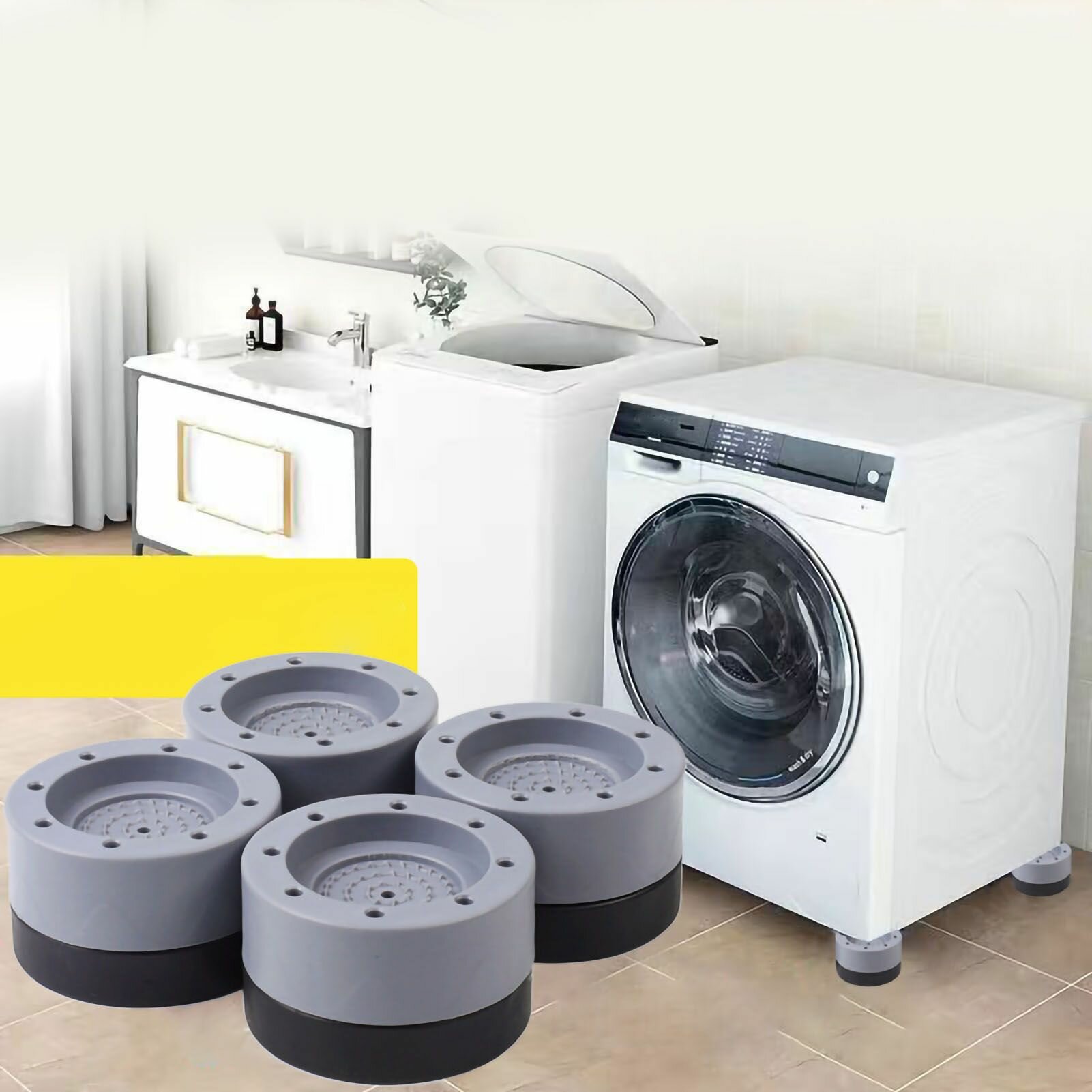 Коврик для ног для стиральной машины, амортизирующий полимерное волокно, ПВХ, подставка для стиральной машины для дома, увеличение 3,5 см/1,4 дюйма