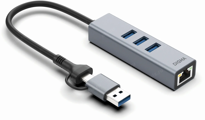 Digma адаптер USB3.0/USB-C --> UTP 1000Mbps