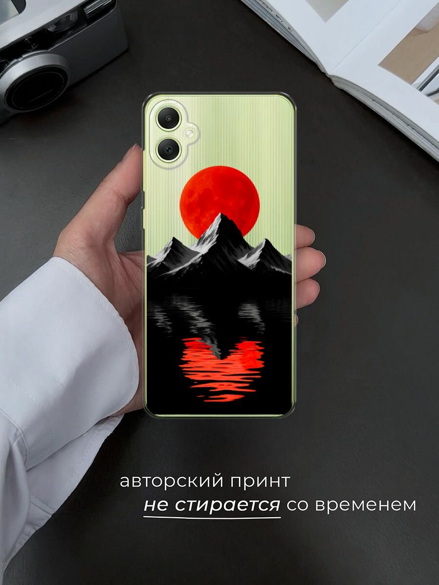 Чехол на Samsung Galaxy A05 / Самсунг Галакси A05 с принтом Черная гора, прозрачный — фото 1
