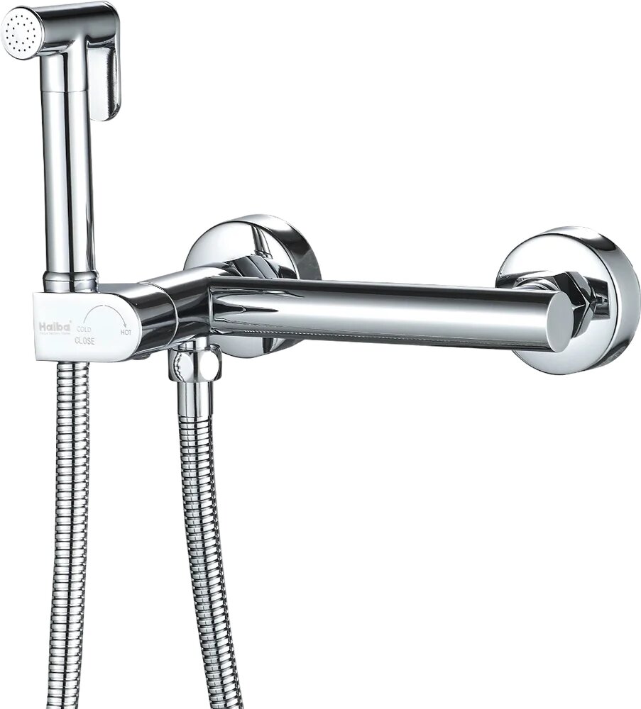 Гигиенический душ Haiba HB5514 со смесителем, хром, глянцевый, латунь, рычажный, смеситель для биде