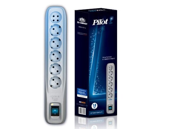 Сетевой фильтр Pilot L 1.8м (6 розеток) белый (коробка)