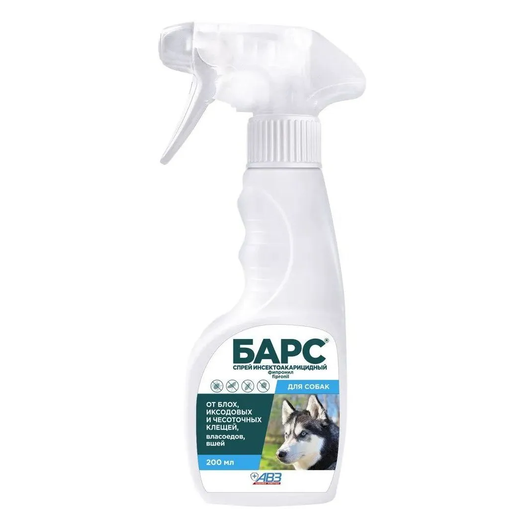 Препарат от клещей и блох, спрей инсектоакарицидный Барс, для собак, 200 мл
