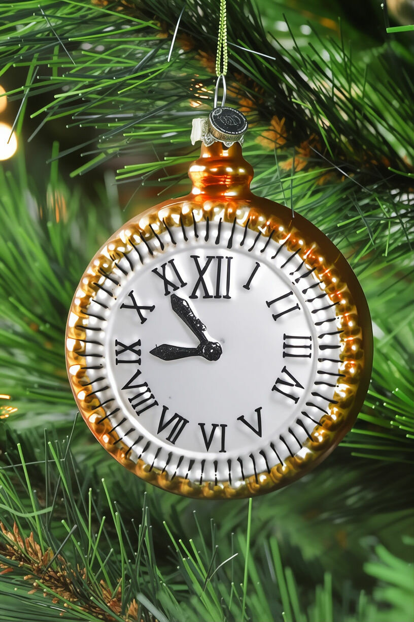 Ёлочная игрушка карманные часы, стекло, 9 см, Winter Deco 4060291