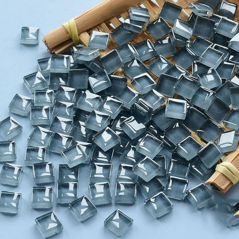 Стеклянная мозаика тёмно-серый 10х10х4мм, набор для самостоятельного изготовления 100 шт квадратные плитки для декора, рукоделия и DIY проектов