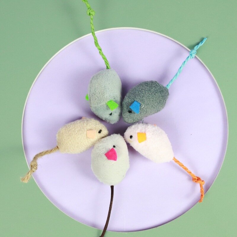 Игрушка для кошек Симулятор плюшевой мышки мятная мышь_Случайный цвет (одиночный)