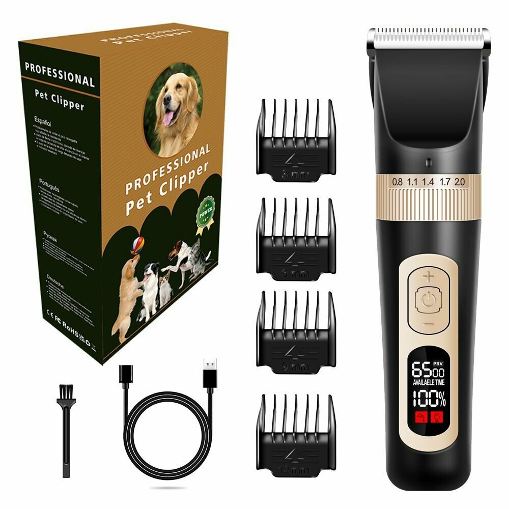 Машинки для стрижки собак, 4-скоростные малошумные электрические машинки для стрижки домашних животных, триммер, перезаряжаемый беспроводной набор для ухода за собаками