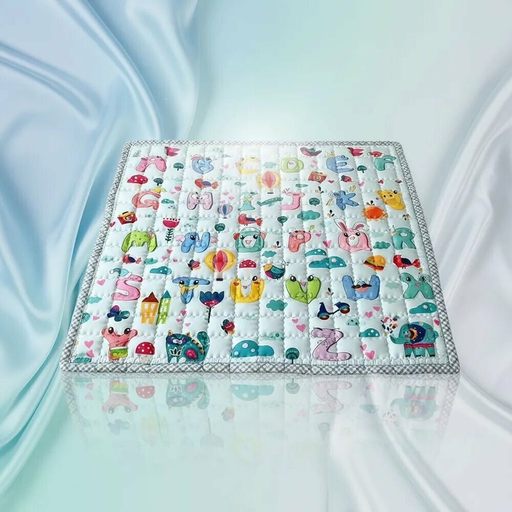 Развивающий игровой детский коврик для ползанья 127*127см. Антискользящий напольный стеганый коврик для новорожденных.