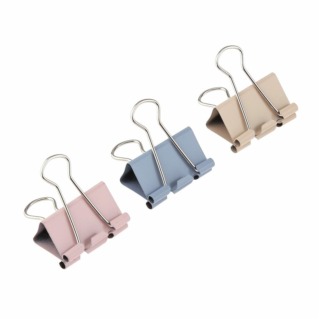 Зажим для бумаги КНР 32 мм металл, цвет - цветные, набор 24 шт, в пластиковой банке д 9,8 см, h 6,2 см (ZS-6032/a517-29)