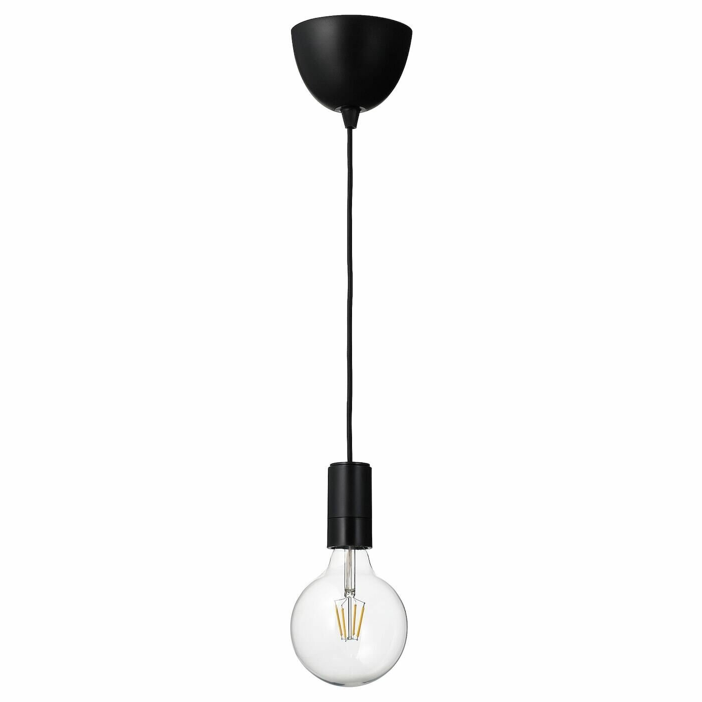 Подвесной светильник с лампочкой, черный / прозрачное стекло SUNNEBY / LUNNOM IKEA 994.944.51