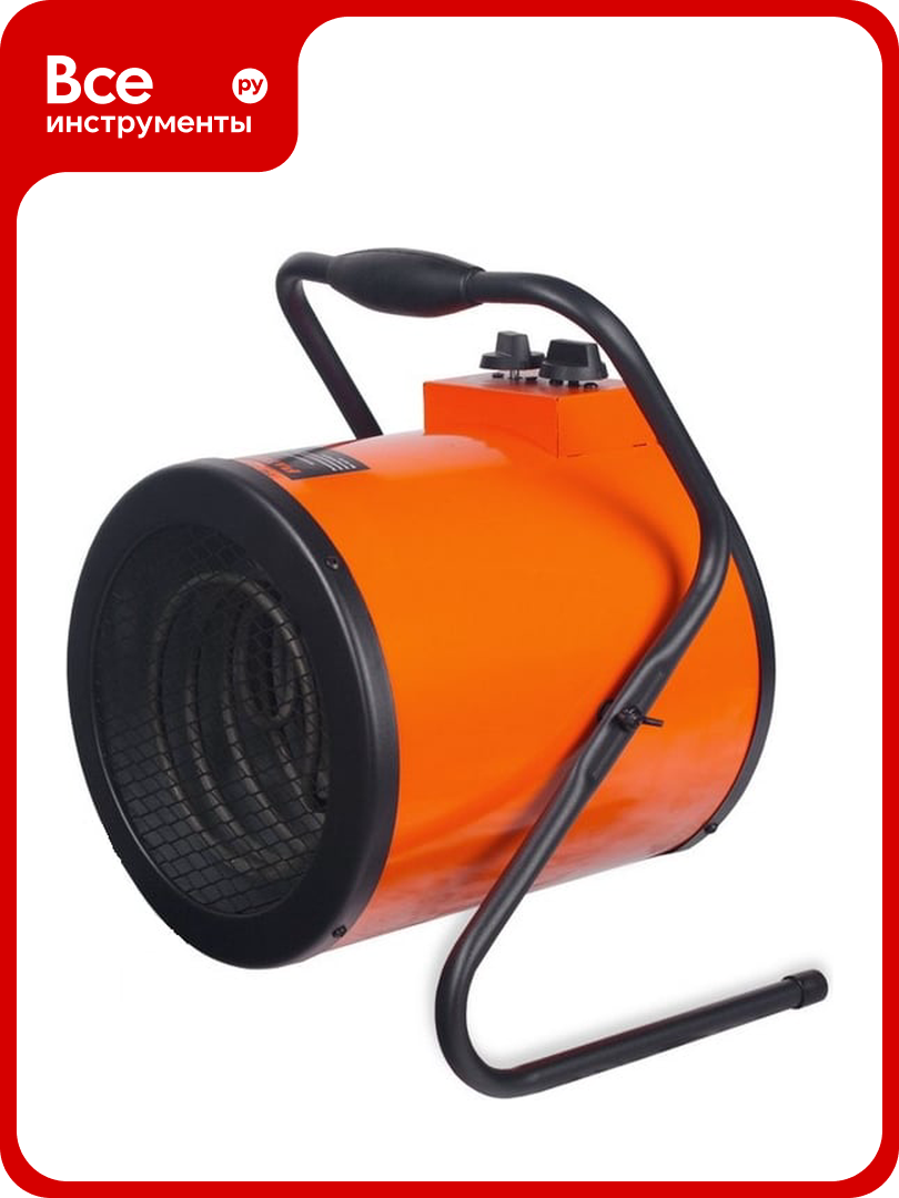 Электрический тепловентилятор MetalTech 4500, мощность 4.5 кВт, обогрев помещений до 50 квадратных метров