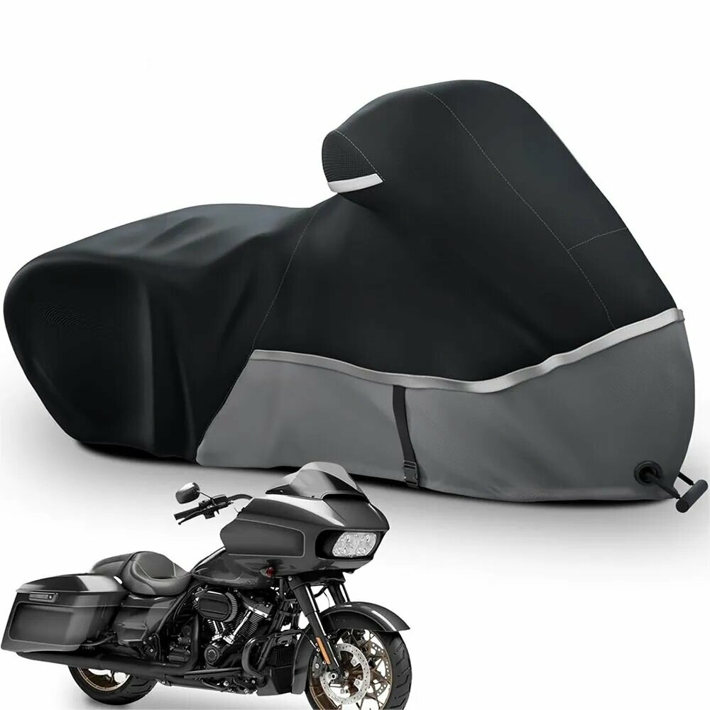 Водонепроницаемый чехол для мотоцикла Harley Davidson Road King и туристических моделей: противоугонная застежка, защита при хранении в помещении и на улице