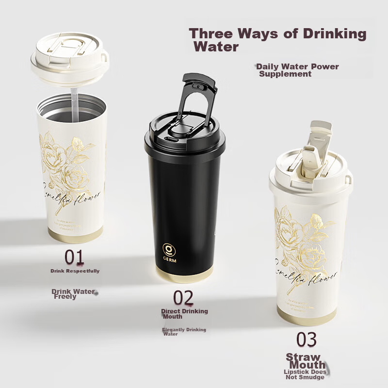 Germ Insulated Mug for Women, Coffee Cup, 316 Stainless Steel Water Bottle, Large Capacity, Student Portable Cup, Gift, 500ML Snow Landscape