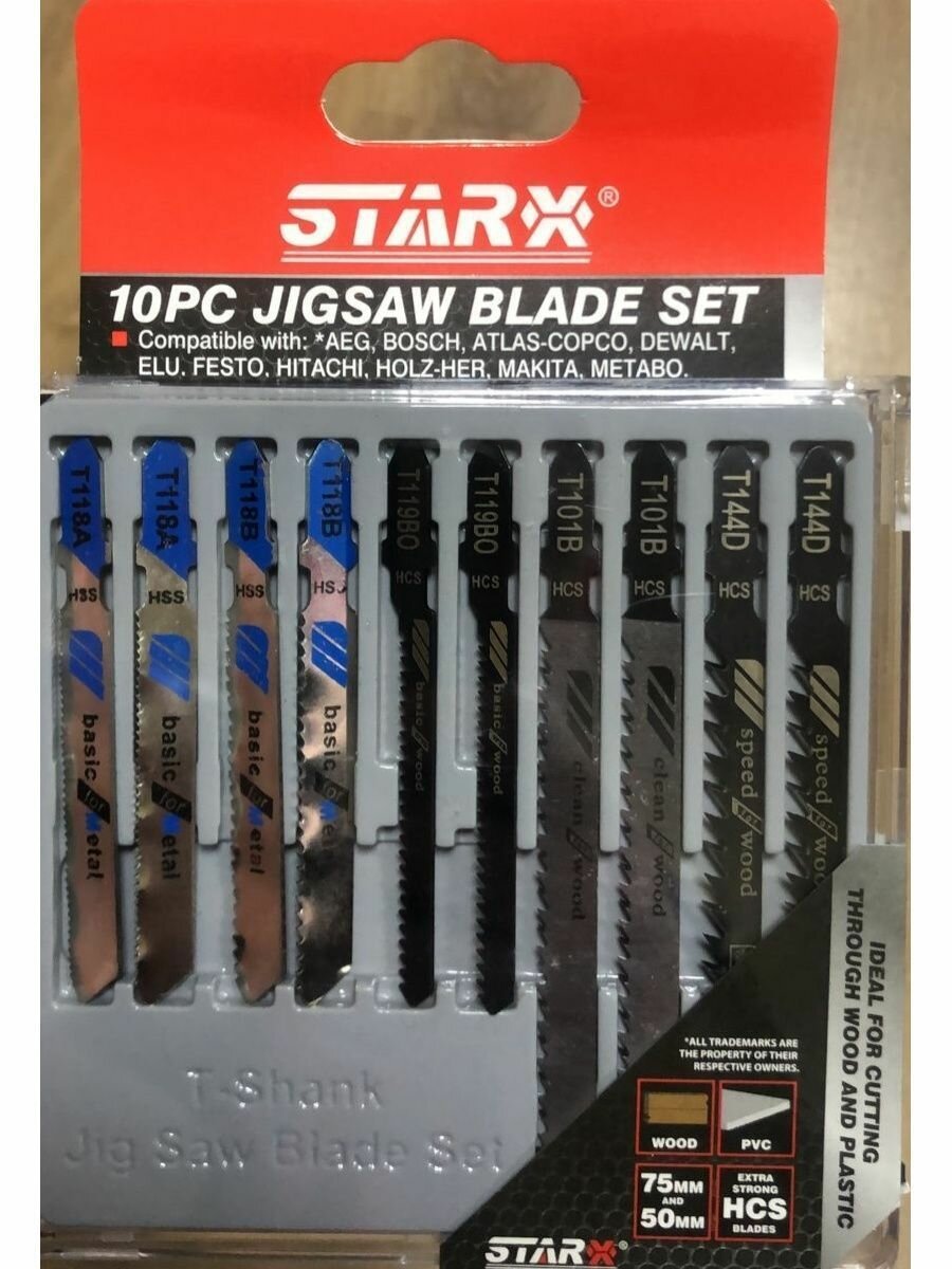 Пилки для лобзика по дереву и металлу 10 шт