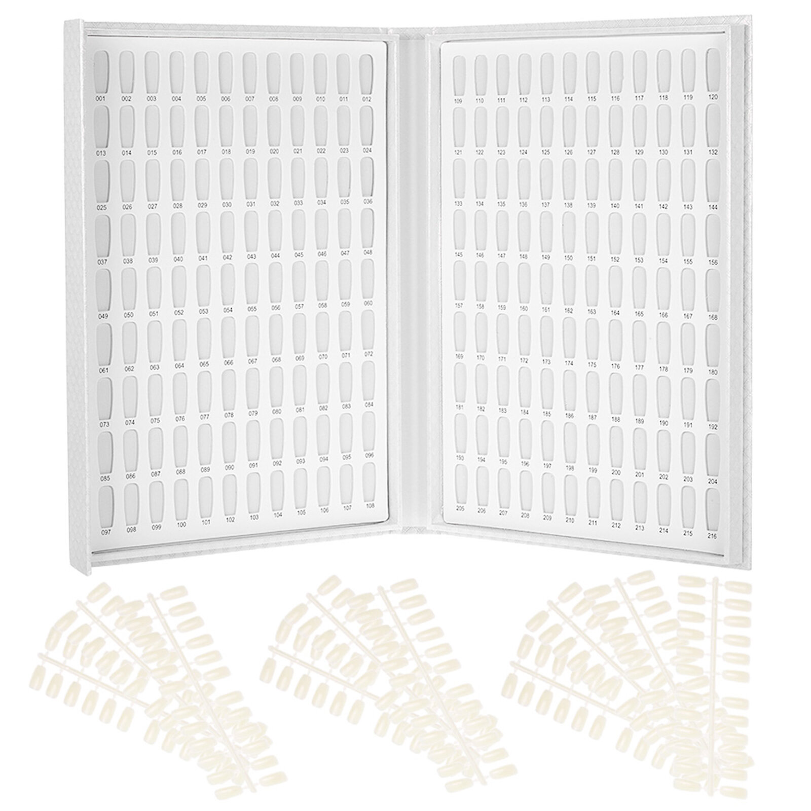 Дисплейная карта для гель-лака для ногтей White 216/120 цветов с подсказками, набор для салонов маникюра, пластиковый, размер 22*18*3 см (120 цветов), 29.5*21.5*3 см (216 цветов), вес 625 г