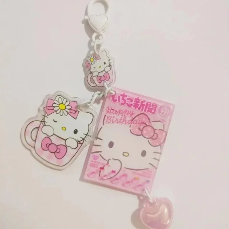 Sanrio Hello Kitty милые брелки аниме фигурки акриловые игрушки ключ от машины школьный рюкзак украшение брелок детские подарки на день рождения