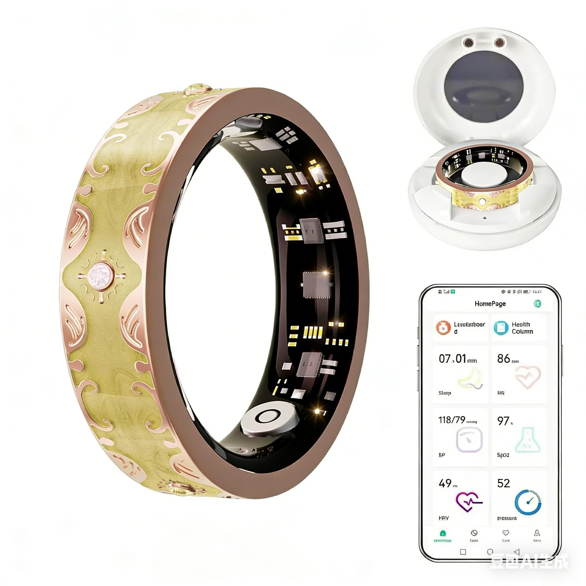 Умное кольцо CCIT, Золотой 8# , IP68, мониторинг сна, шагов, калорий