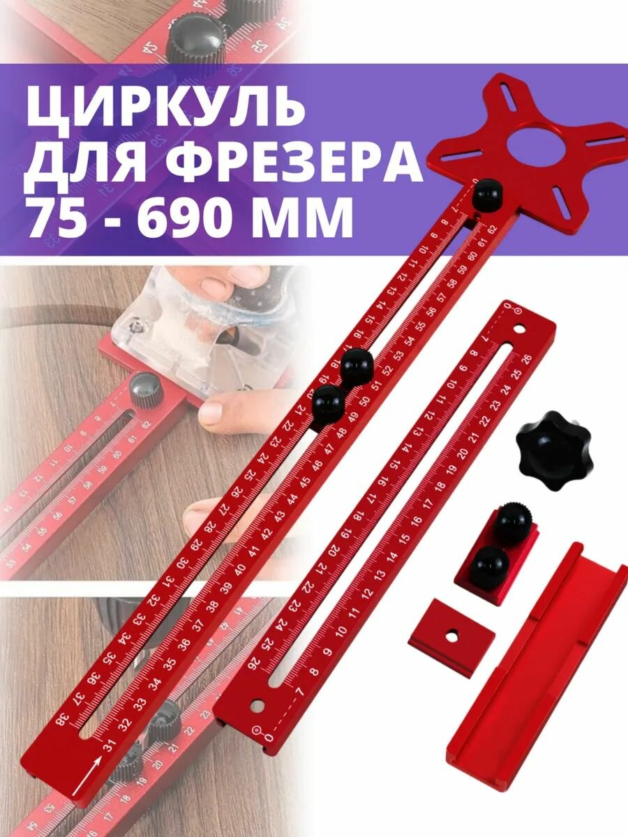 Шаблон из алюминиевого профиля для фрезера по дереву для круговых вырезов