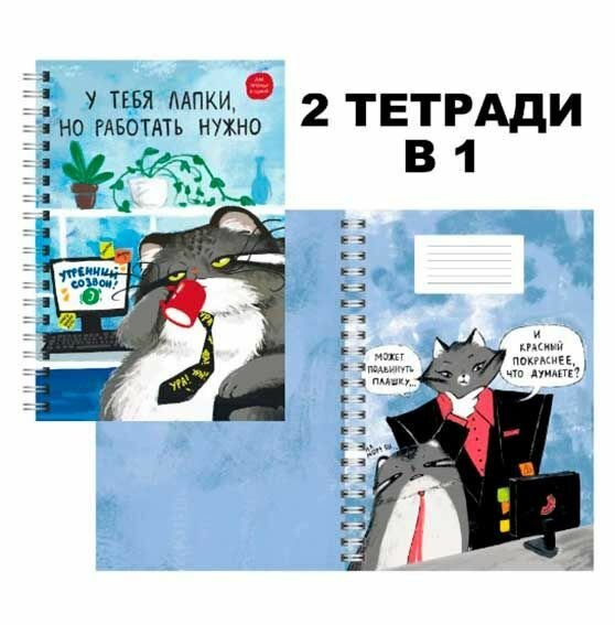 Тетрадь общая ЭКСМО 96 листов, в клетку, А4, спираль, "Утренний созвон", двойная обложка, выборочный лак, мелованный картон (ТСЛ4965312)