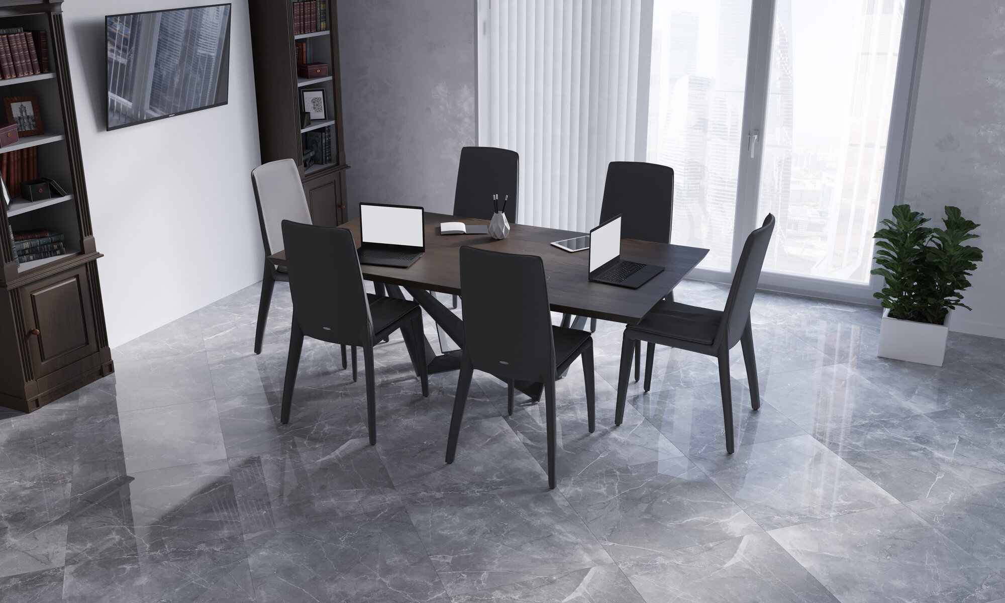 Керамогранит STARO Armany, PEI III, 60х60 см, серый, глянцевый, мраморный эффект