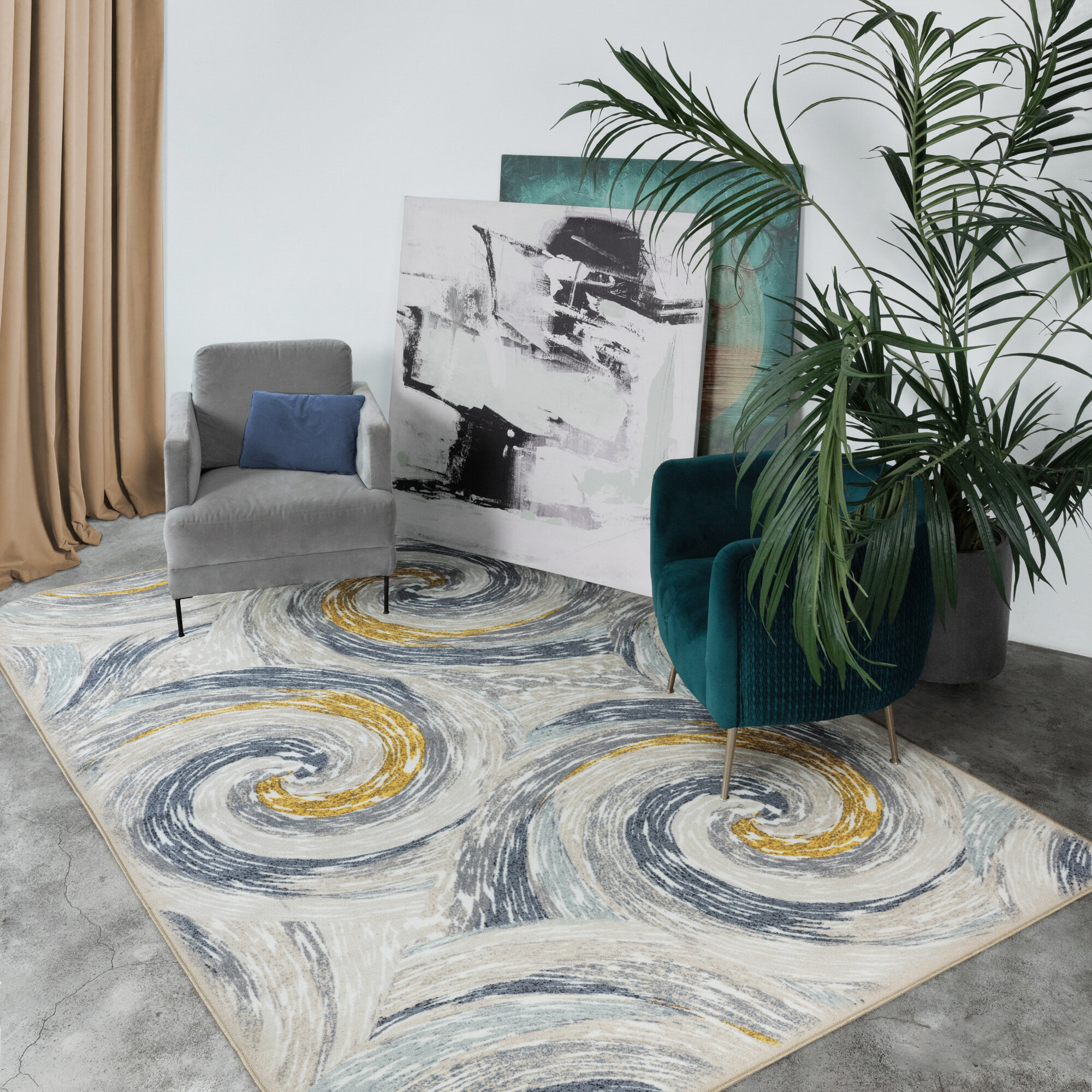 Ковер Вильва 2x3 на войлоке серый