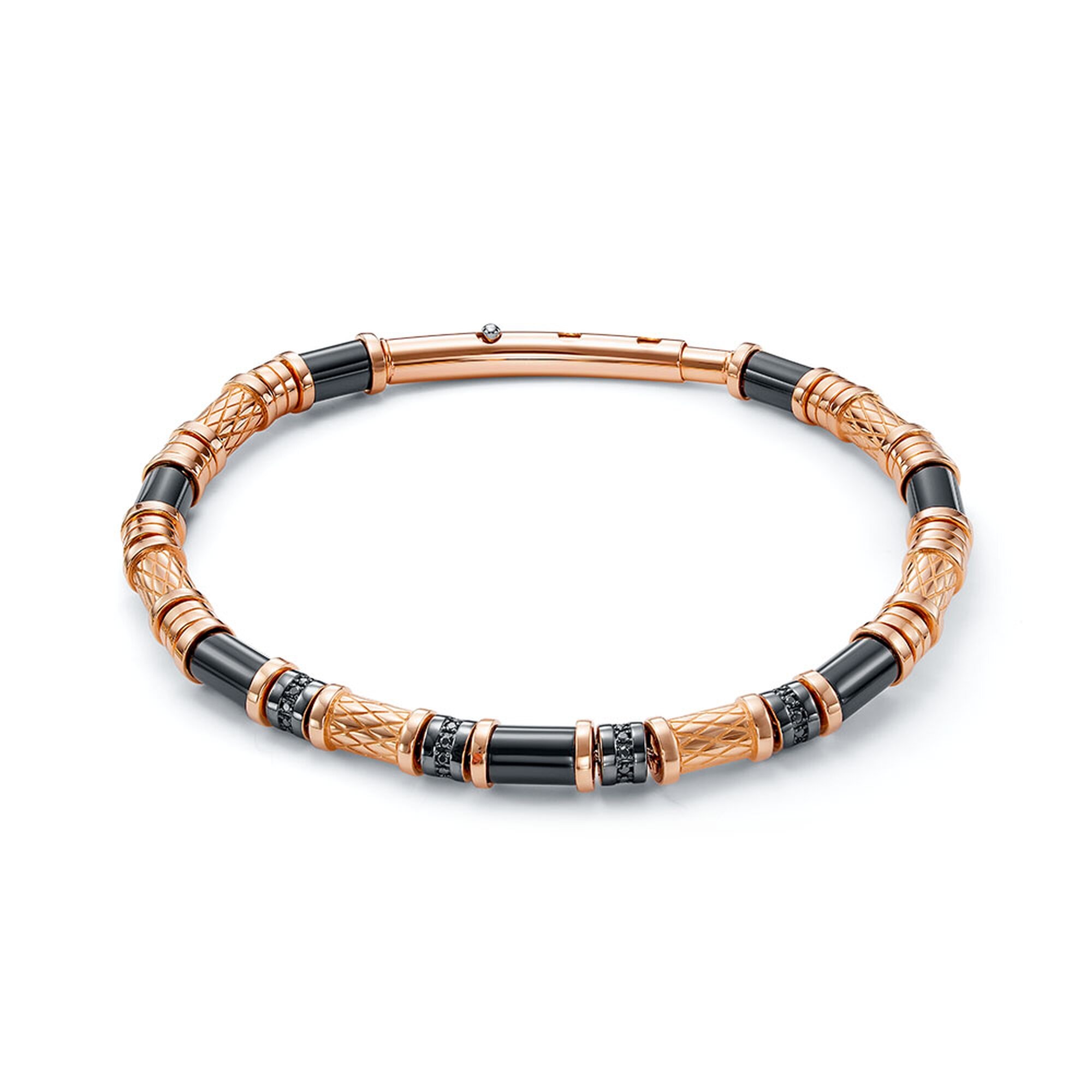 Браслет, красное золото, 585 проба, фианит, оникс