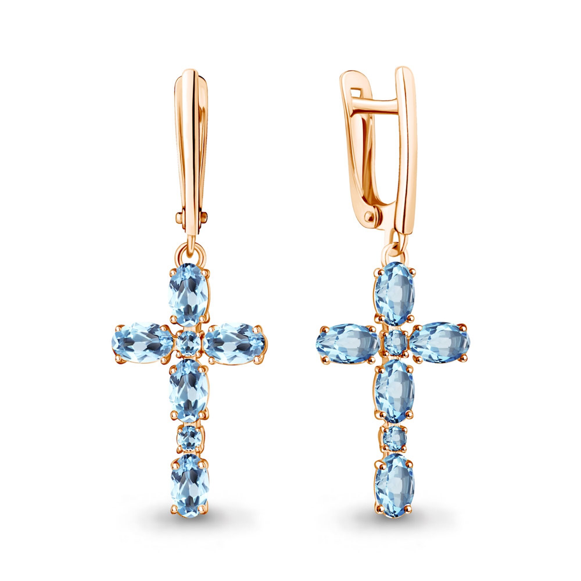 Серьги, серебро, 925 проба, золочение, топаз