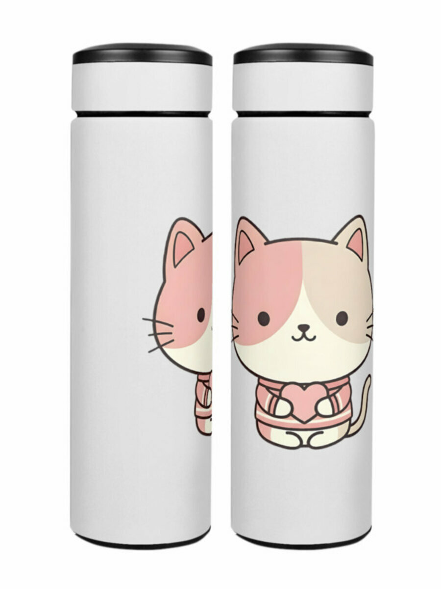 Термос «Cute Kawaii Cat with Heart» (белый)