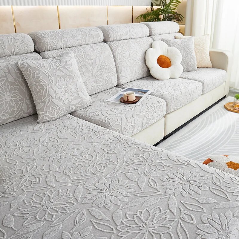 Бархатный универсальный чехол для дивана Plus Size-L 1pcs, light grey