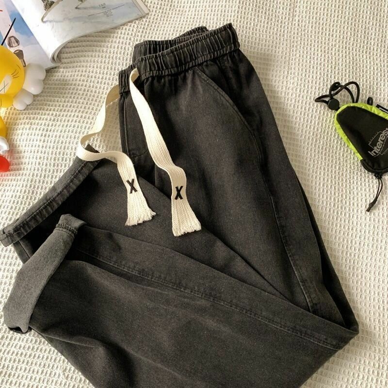 MON Джинсы Мужские Американские Хип-Хоп Рваные Трендовые Свободные Прямые Деним, Размер_S