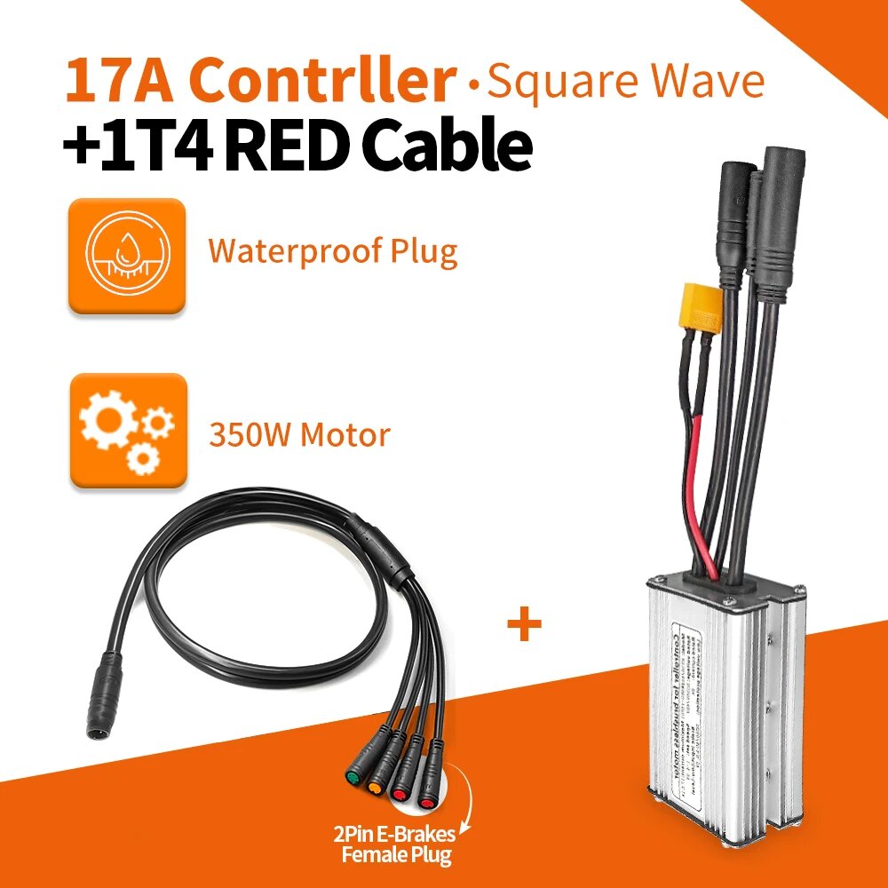 Контроллер электрического велосипеда KunTeng 36 В 48 В XT60 водонепроницаемый бесщеточный 250 Вт 350 Вт 500 Вт 1000 Вт с кабелем 1T4 2-контактный E-Brakes