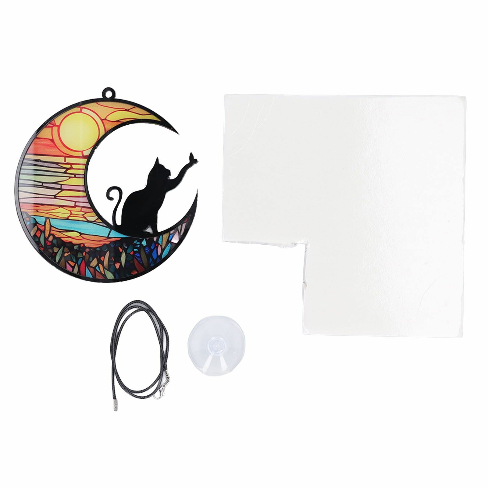 Витражное окно с изображением ловца солнца для кошек, подвесное, красочное, с УФ-печатью, акриловое украшение для памятного знака в память о кошке, тип TYU400