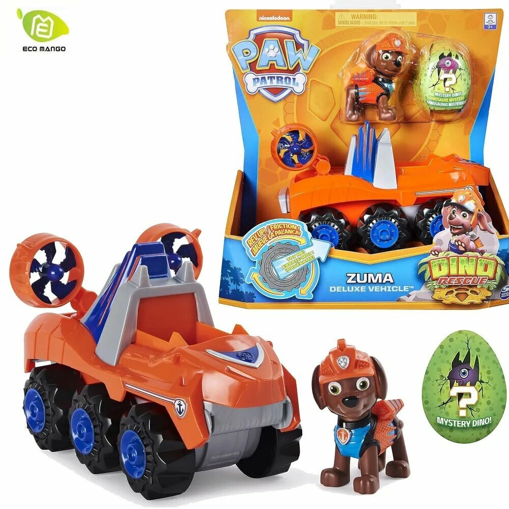 Paw Patrol Зума спасает динозавра автомобиль класса люкс с фигуркой загадочного динозавра, Zuma 17 см