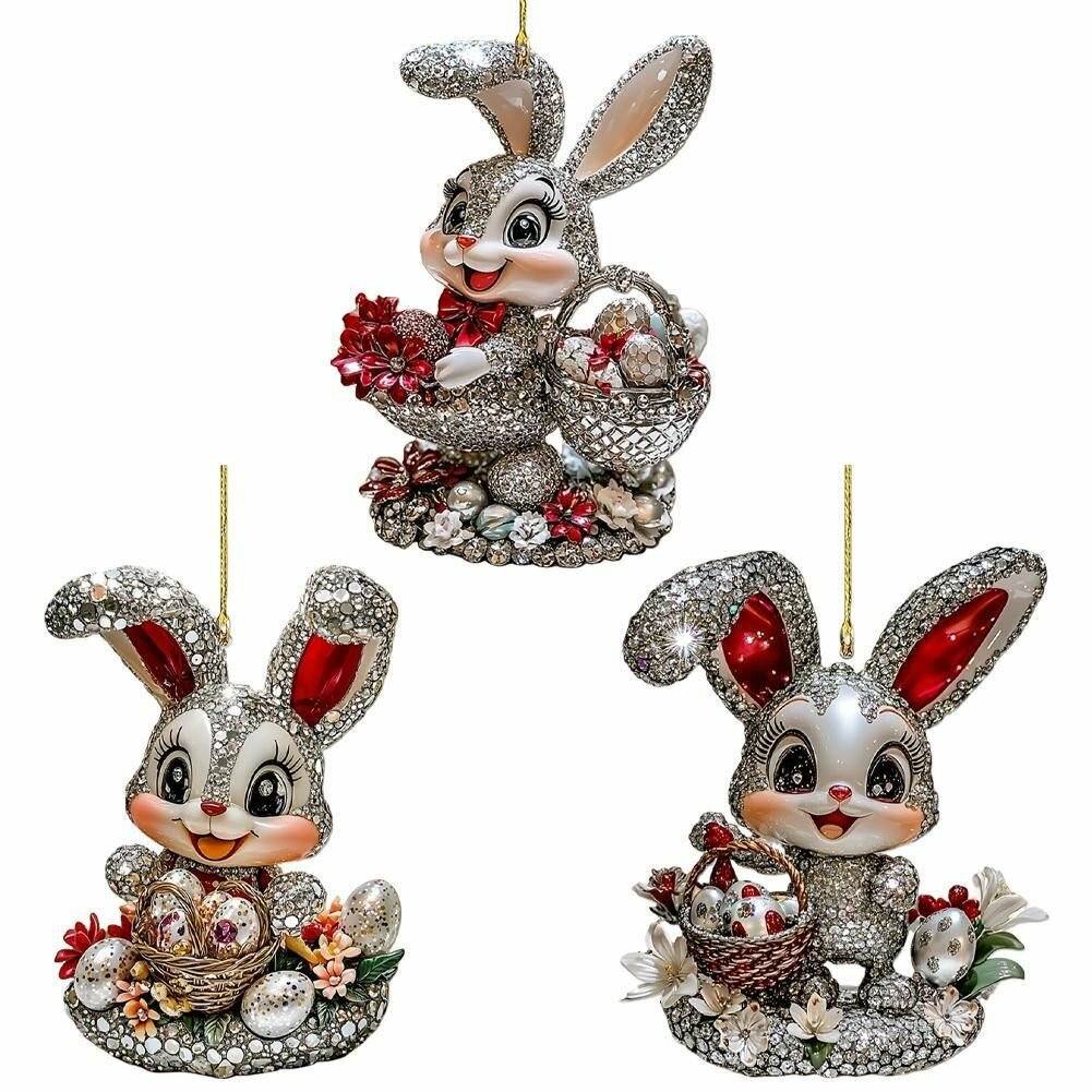 2D акриловая подвеска в виде пасхального кролика, Подходит для сумок, автомобилей, на ключи, подарок ребенку