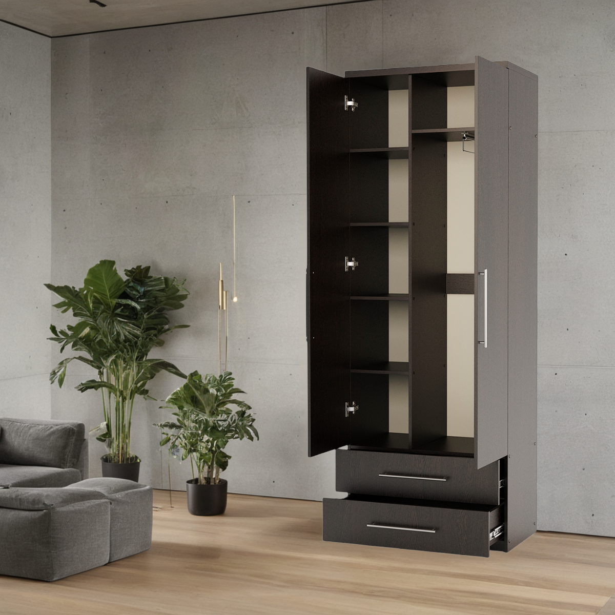 Шкаф комбинированный с ящиками Ритм МКЯ-22 100х45х220 Венге