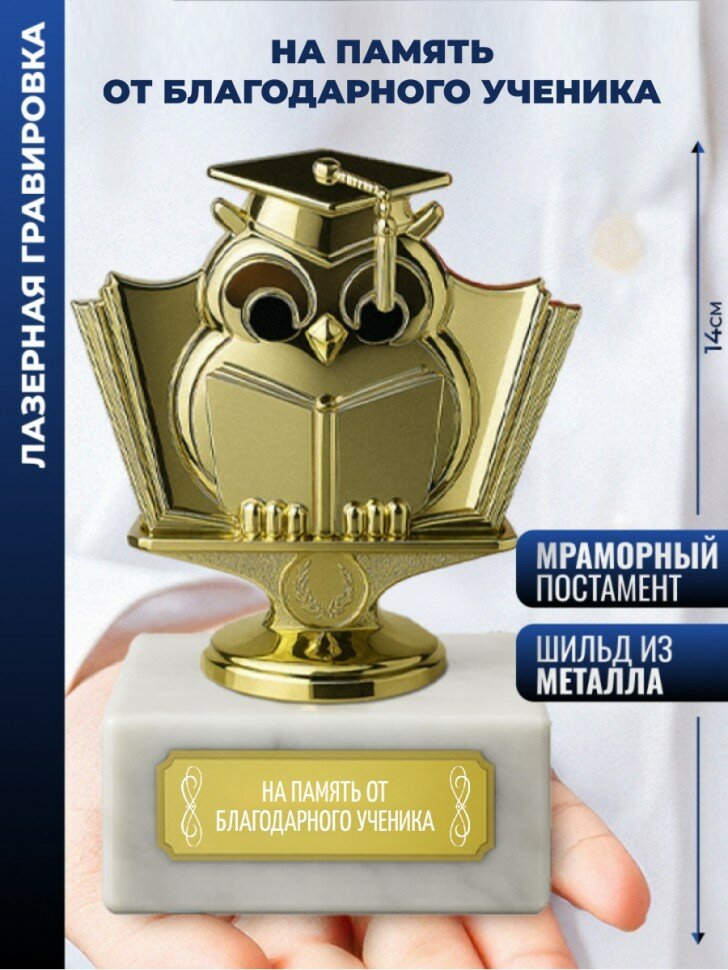 Статуэтка Учёная сова "На память от благодарного ученика"