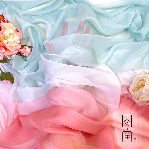 YOHEME Градиентная шифоновая ткань зелёно-синяя 150х50 см Q