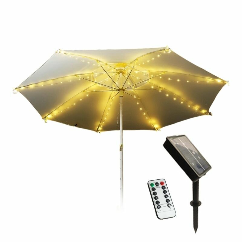 Новый светодиодный зонт-палатка light string solar type C 1,2 метра 104 освещает теплый свет
