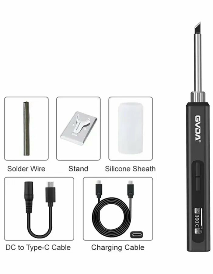 GVDA Паяльник 65 Вт, Керамический нагреватель, 7 предметов