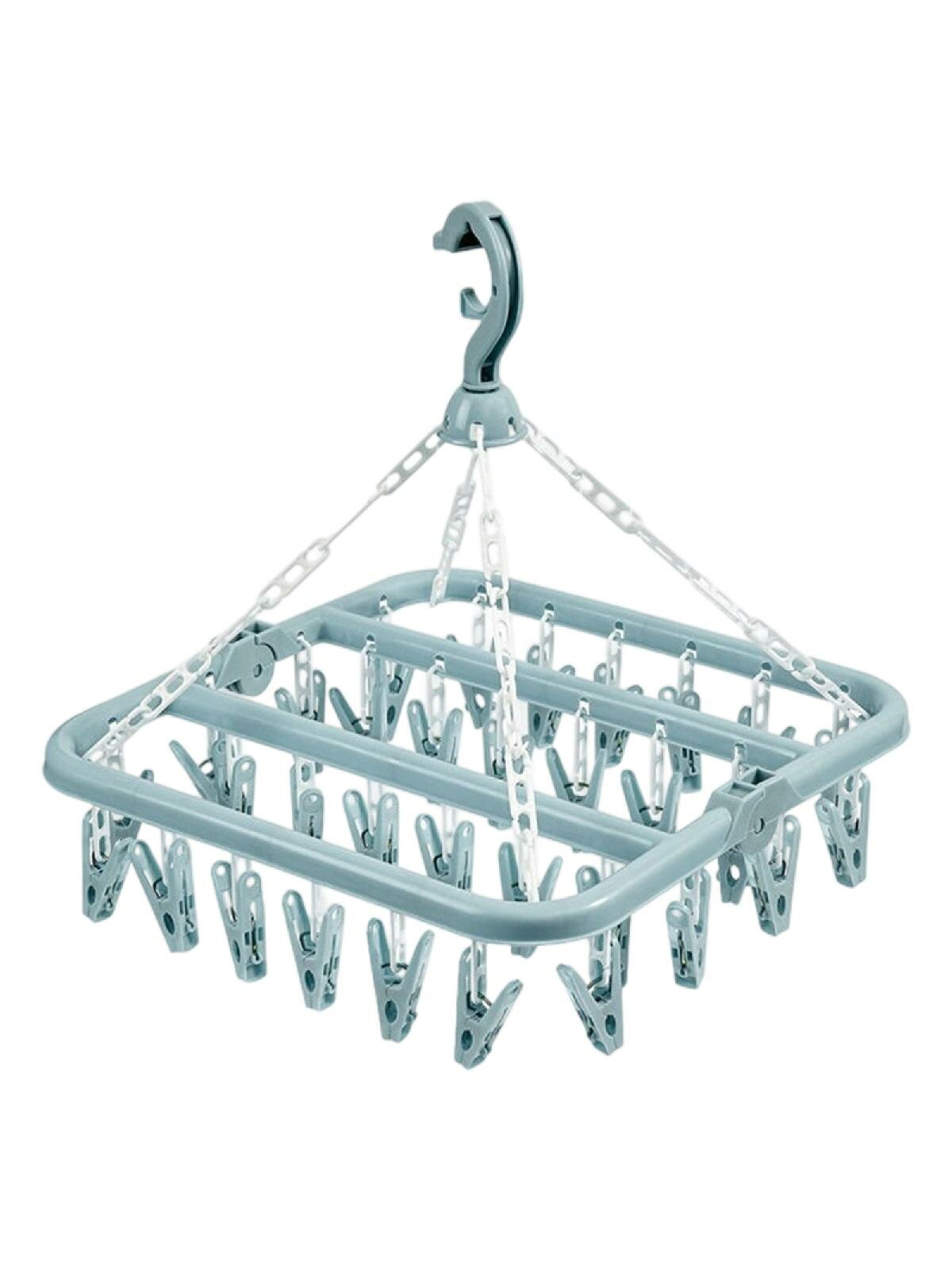 Сушилка для одежды с несколькими зажимами, 32 зуба, Утолщенная рама, Компактная сушильная стойка