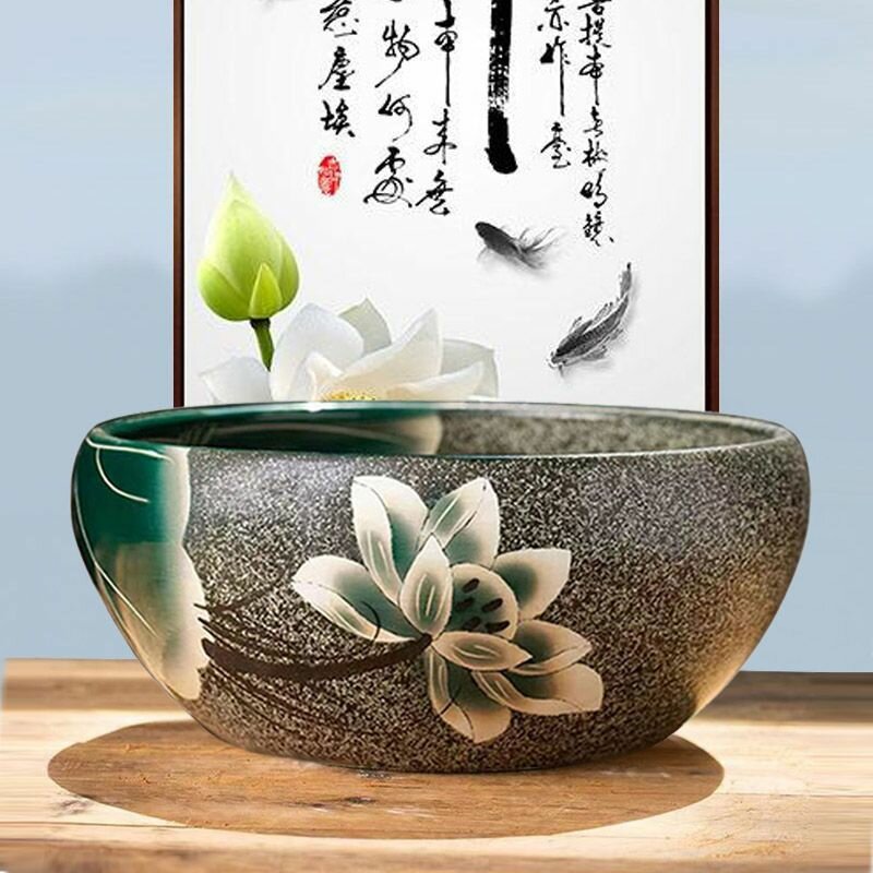 Керамическое украшение для аквариума для гостиной, домашнего ландшафтного дизайна, гидропонного растения, цветочного горшка, аквариума для черепах, очень большое, новая модель [Производитель]