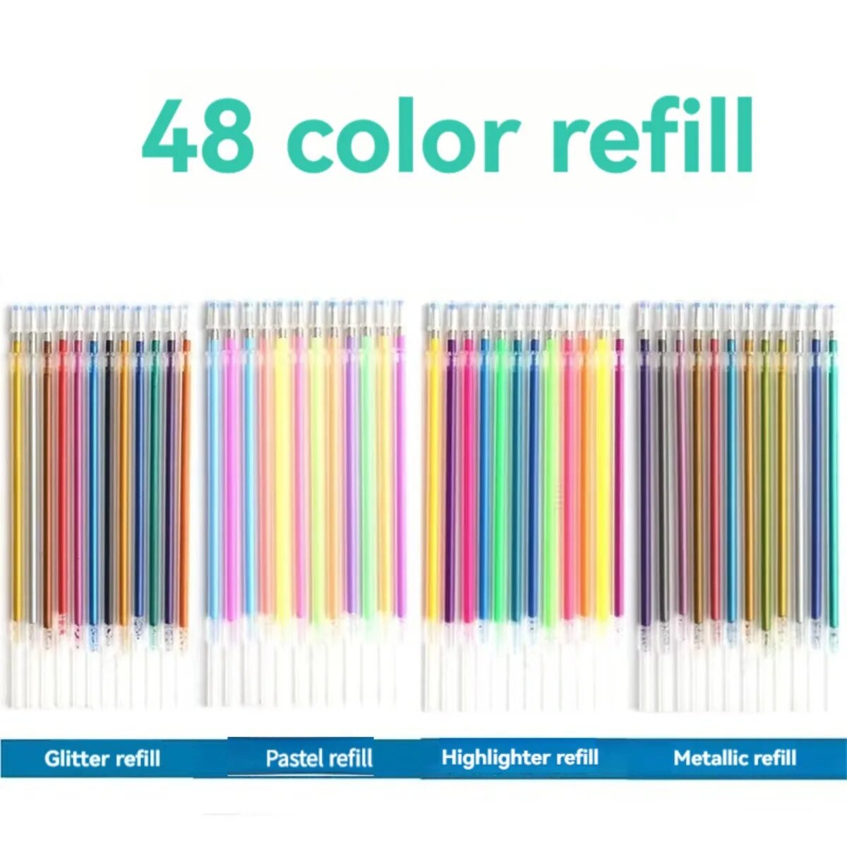 48/100 цветных блестящих гелевых ручек оптом — наконечник 1,0 мм, яркие металлические и флуоресцентные чернила для школы, офиса, художественные канцелярские принадлежности