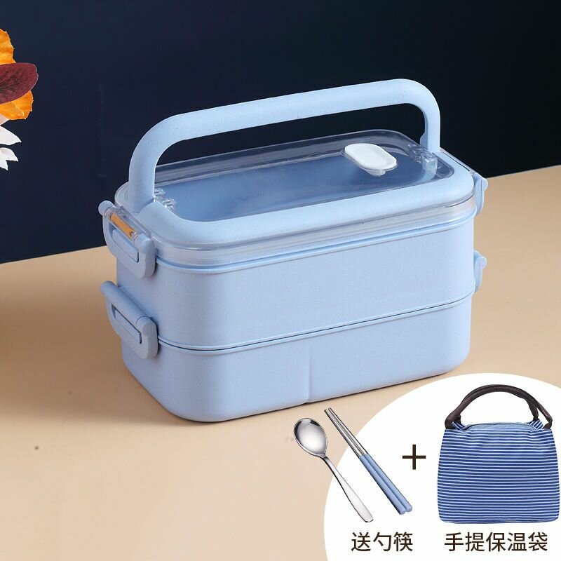 Японский стиль, двухслойный ланч-бокс, бенто-бокс для офисных работников и студенток, микроволновая, разделенная, портативная ланч-бокс набор