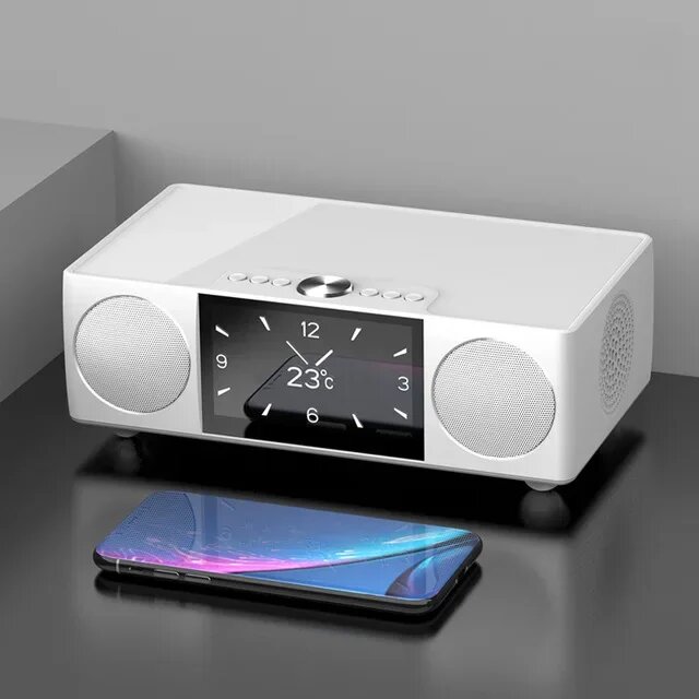 Белая портативная колонка QIQIZHU Bluetooth с видеоплеером 8000 мАч