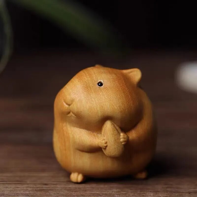 Деревянная статуэтка хомячка, украшение рабочего стола, маленькая игрушка