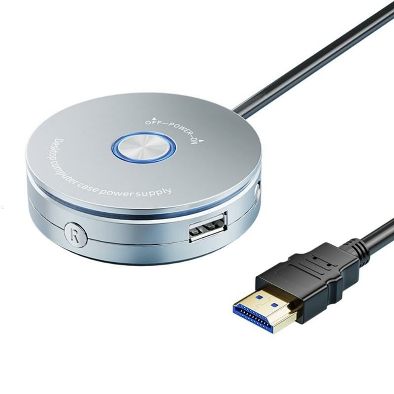 Внешняя кнопка питания ПК с USB 2.0, Серебро